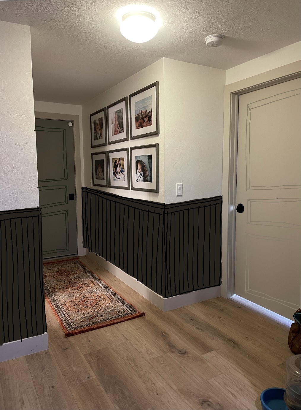 Colorful Beadboard Wainscoting at our Small Mudroom - Sprucing Up Mamahood