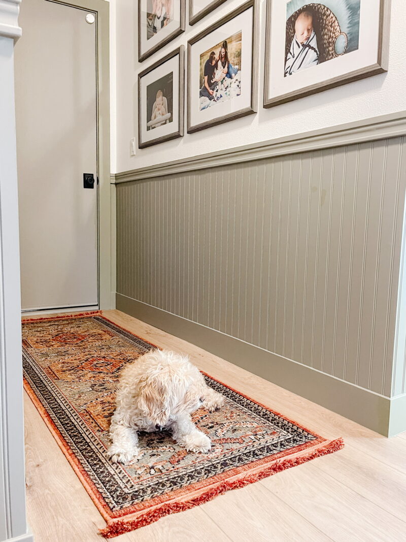 Colorful Beadboard Wainscoting at our Small Mudroom - Sprucing Up Mamahood